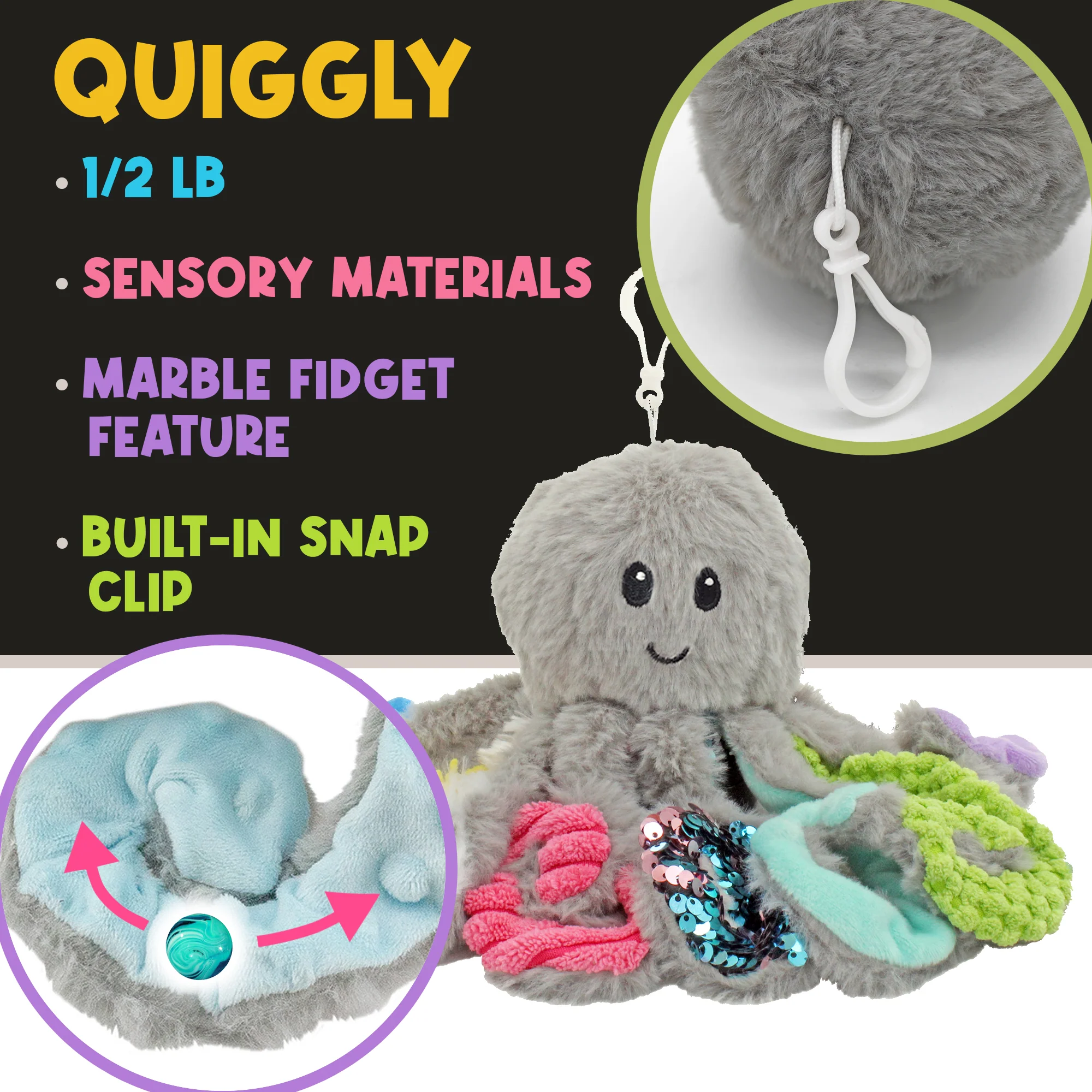 Mini Quiggly the Sensory Octopus Plush Toy | Stacys Sensory Solutions